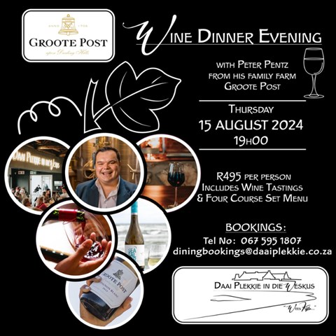 Groote Post Wine Dinner at Daai Plekkie in die Weskus | wine.co.za