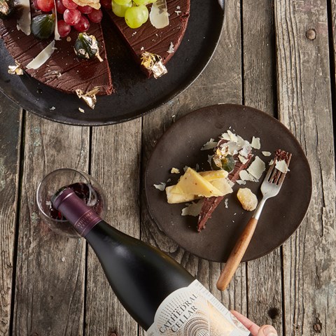 Cathedral Cellar Pinotage with dark chocolate tart with candied ginger ...