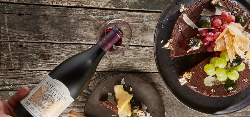 Cathedral Cellar Pinotage with dark chocolate tart with candied ginger ...